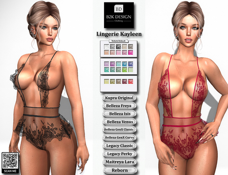 Second Life Marketplace - ..::B2K Design::..Lingerie Kayleen - Kupra - Belleza Venus/Freya/isis ...